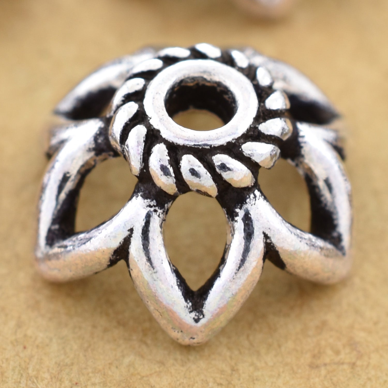 Bead Caps Brushed, Bali Style, Antique, Shiny Gold Silver | ShopYourBeads