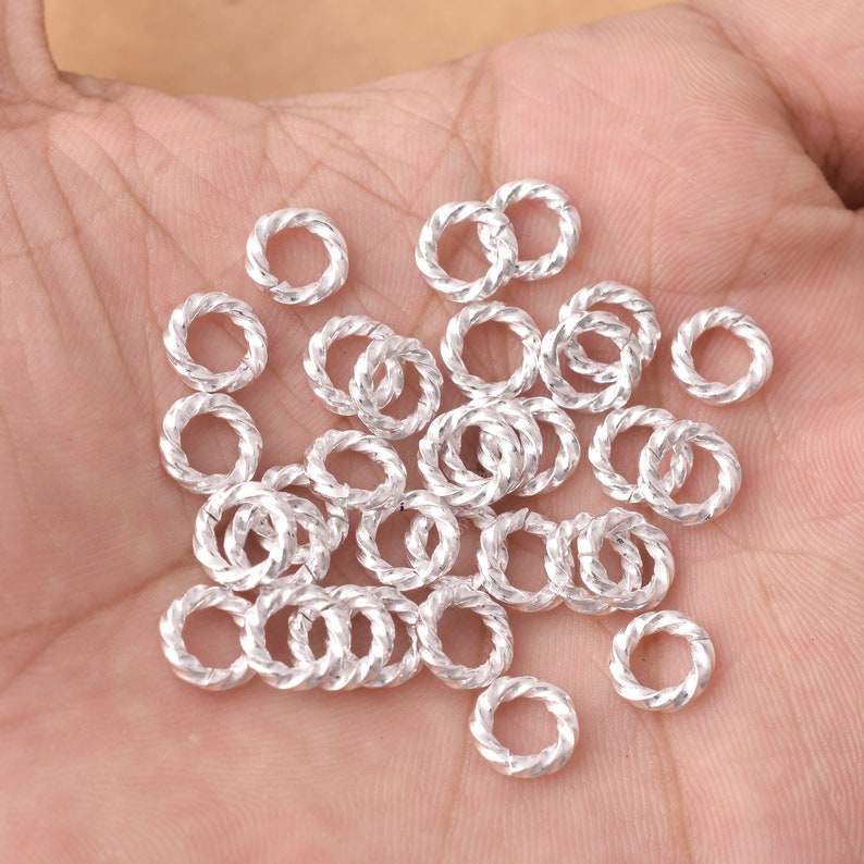 8mm - Silver Plated Open Twisted Wire Jump Rings